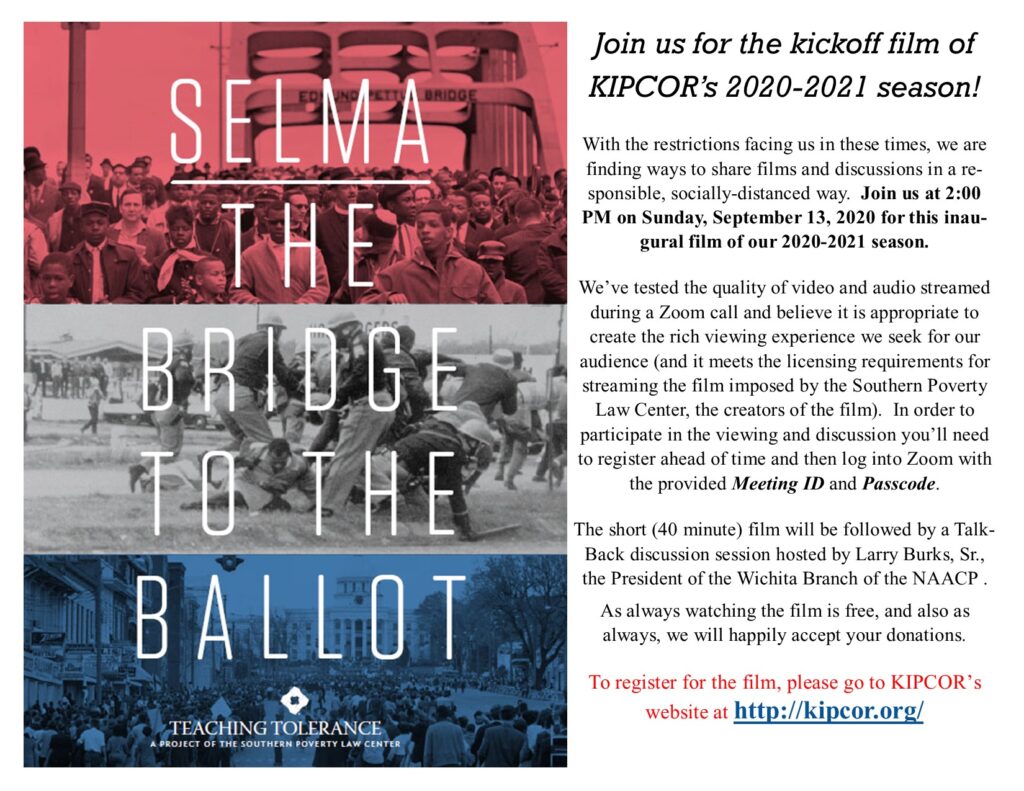 KIPCOR 2020-2021 Film Series Kickoff - September 13 Selma: The Bridge ...